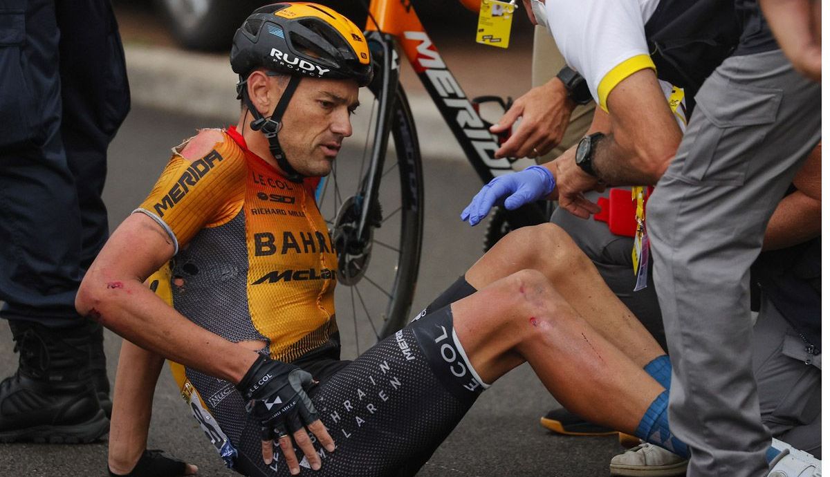 Rafa Valls (Bahrain-McLaren) abandona el Tour con fractur...